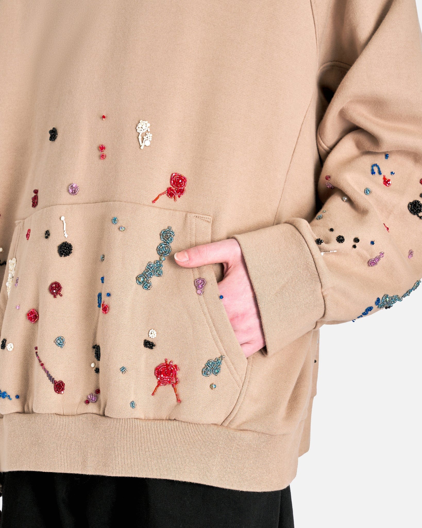 Embroidered Splatter Hoodie in Beige – SVRN