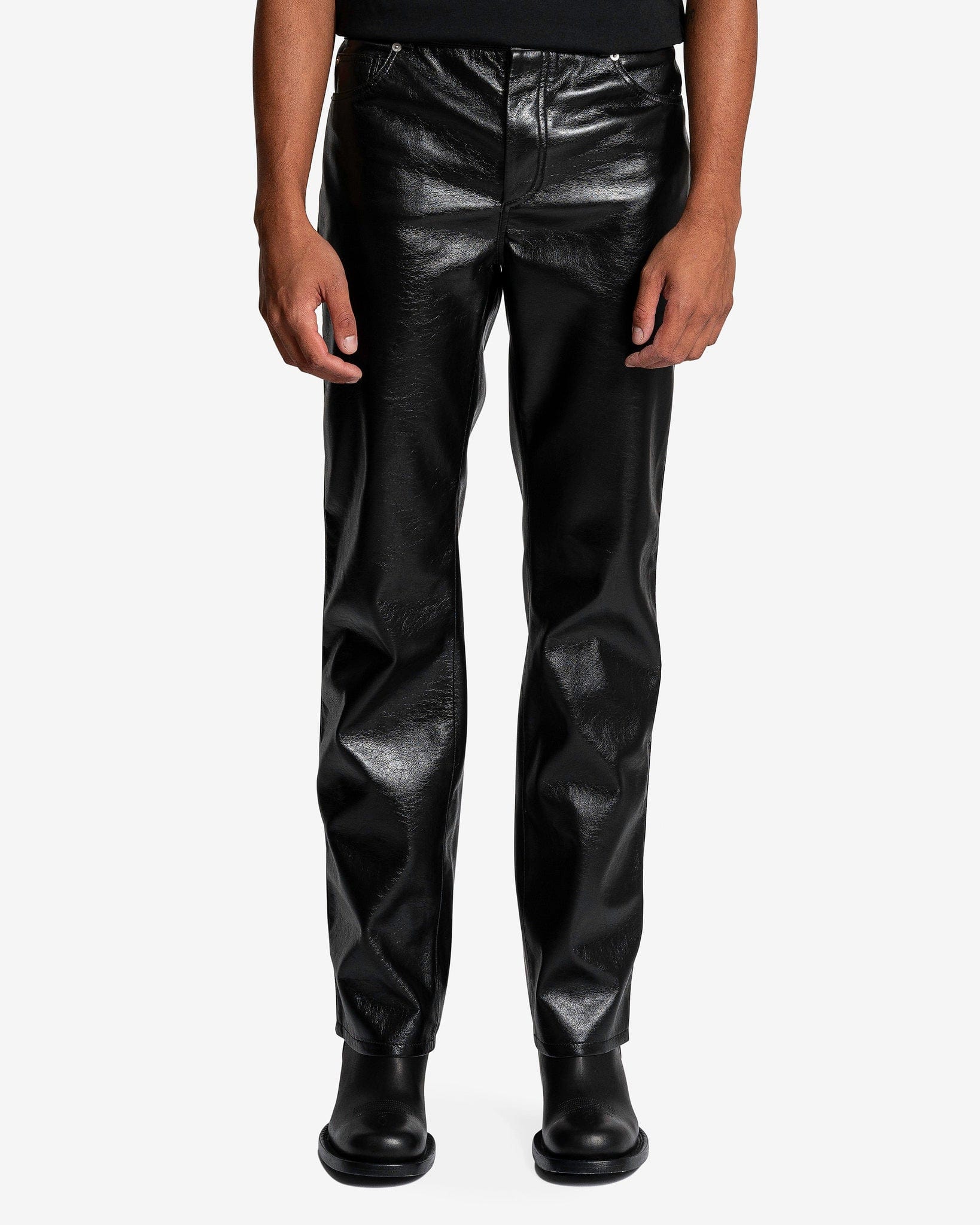Faux Leather Straight Leg Pants in Black – SVRN