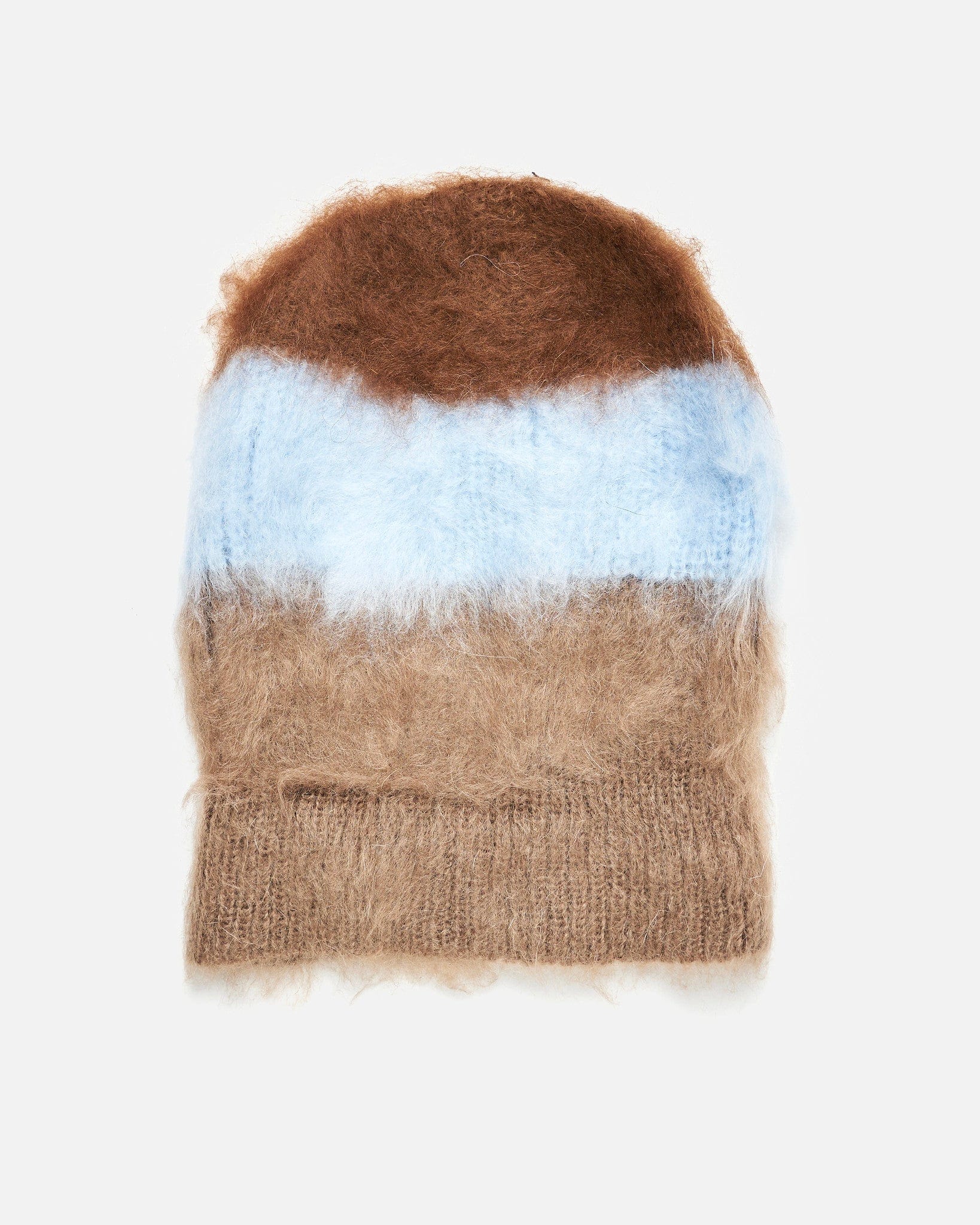 Fuzzy Trio Beanie in Light Brown/Blue – SVRN