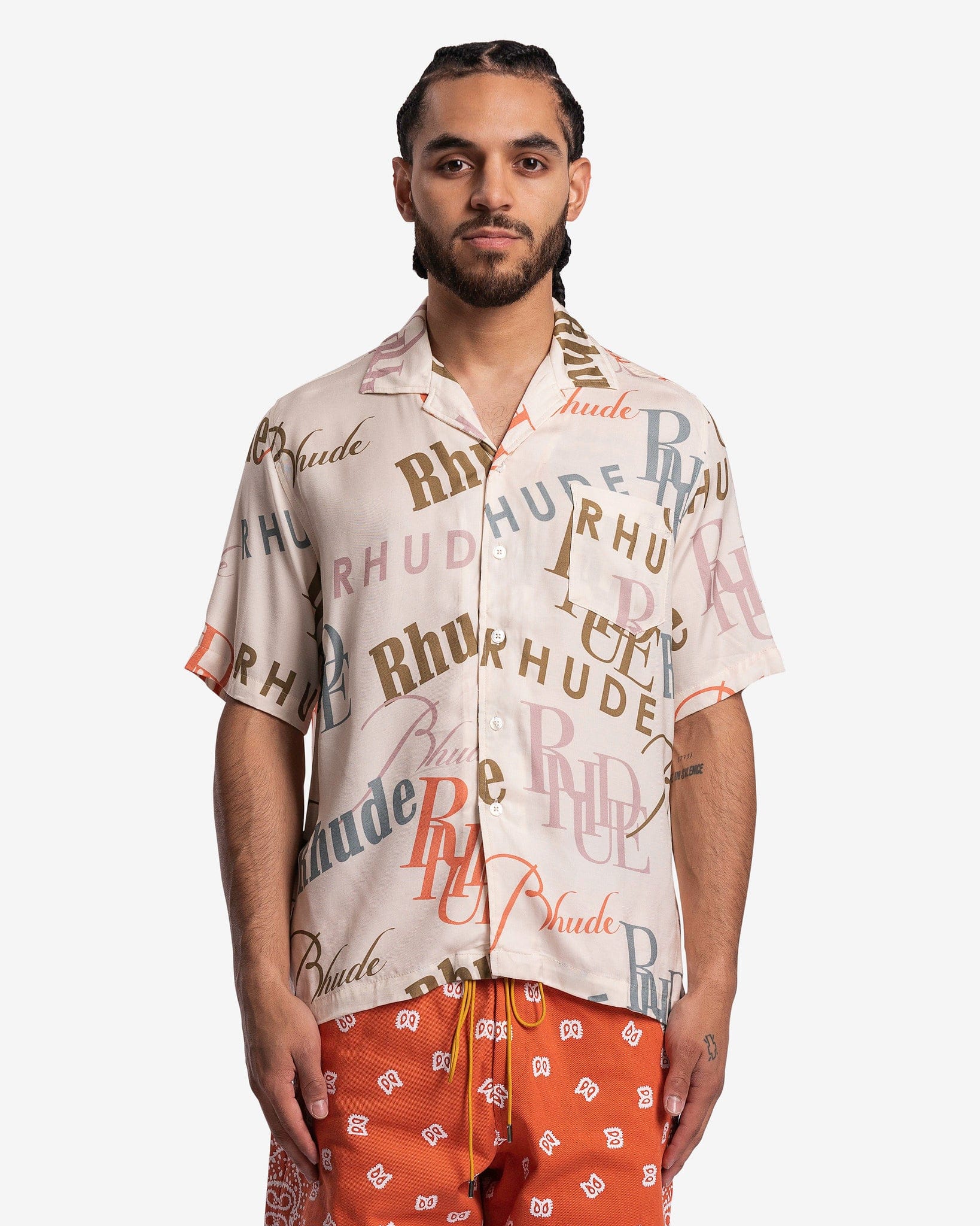 Mash-Up Logo Button Up in Cream/Multi – SVRN