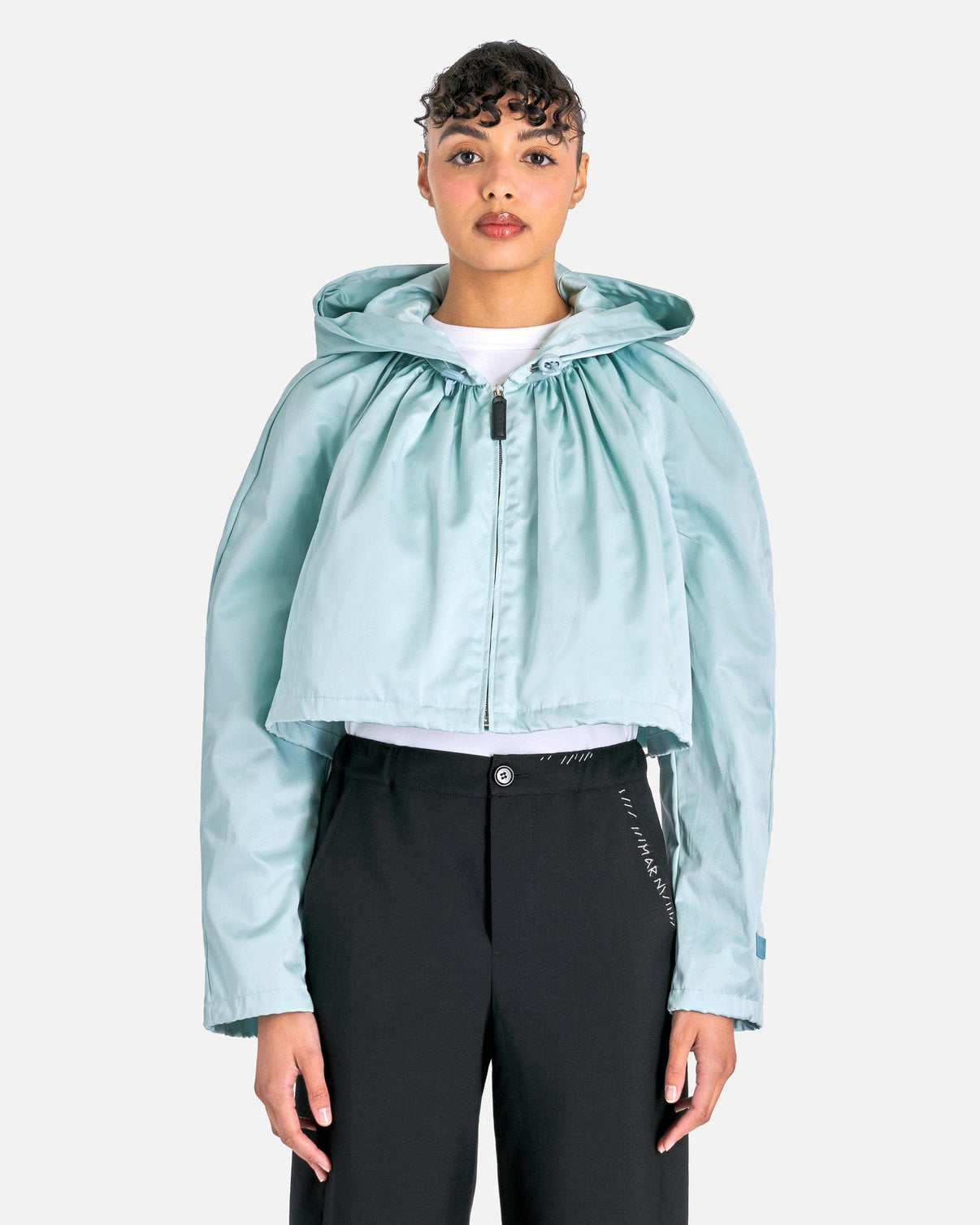 Water Repellent Raffeta Cropped Jacket in Aquamarine – SVRN