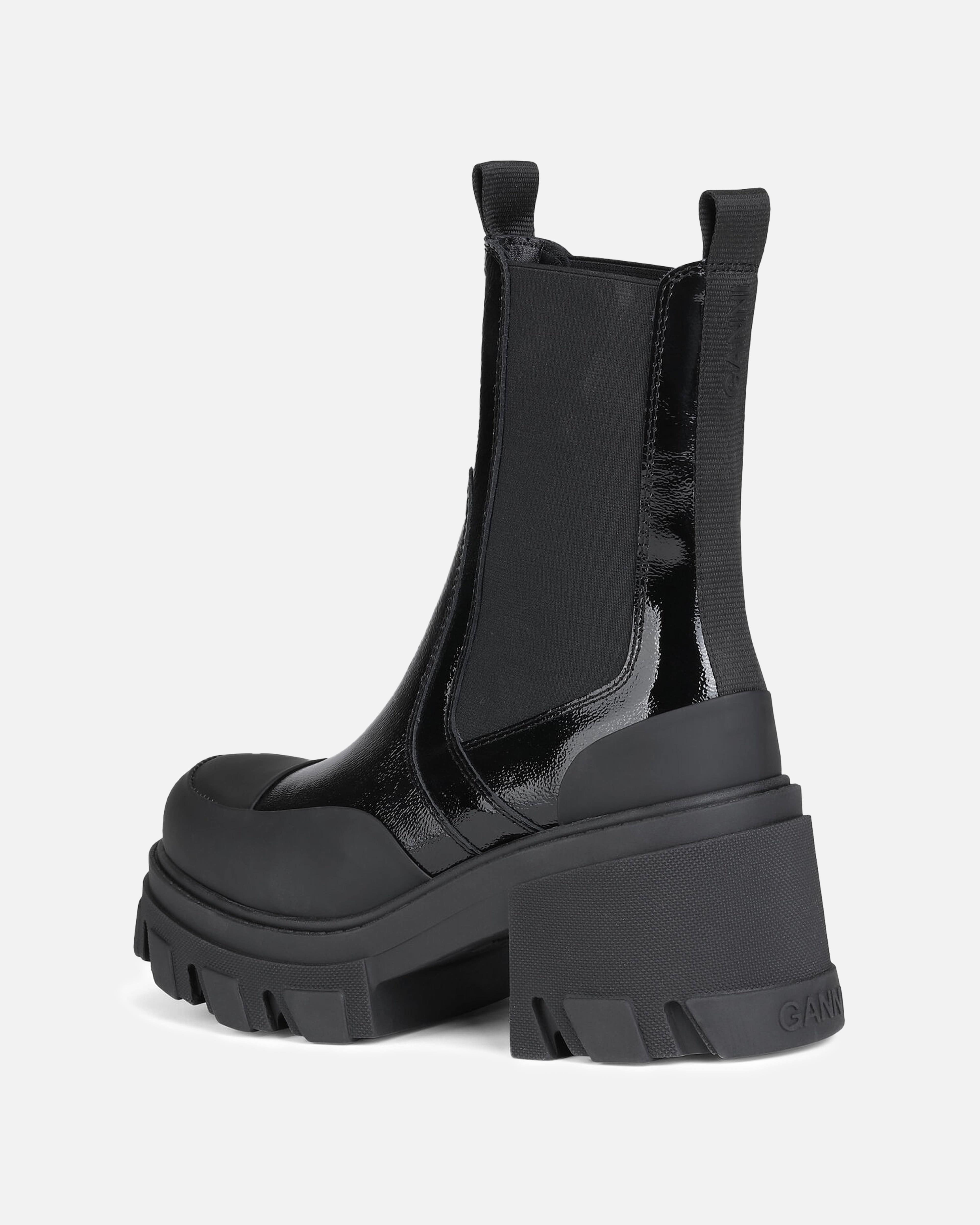 Cleated Heeled Mid Chelsea Boot in Black – SVRN