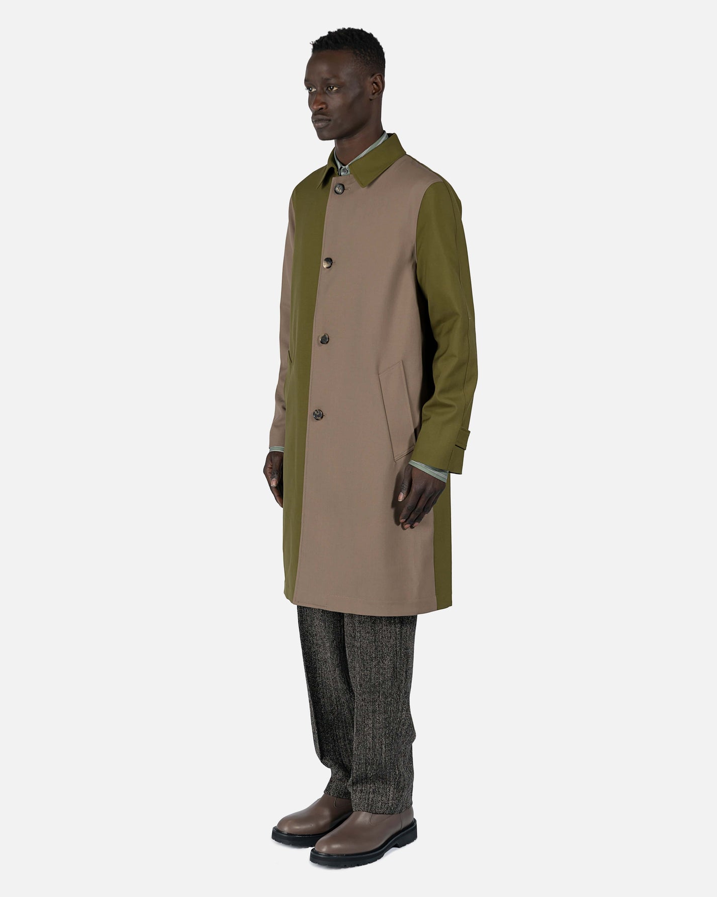 Color-Block Coat in Dusty Olive – SVRN