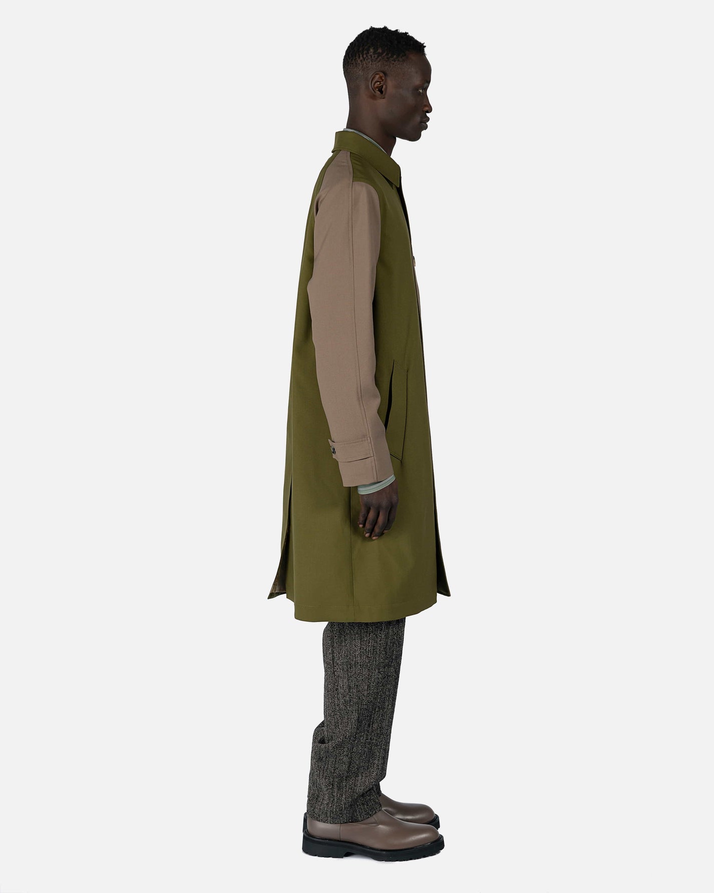 Color-Block Coat in Dusty Olive – SVRN