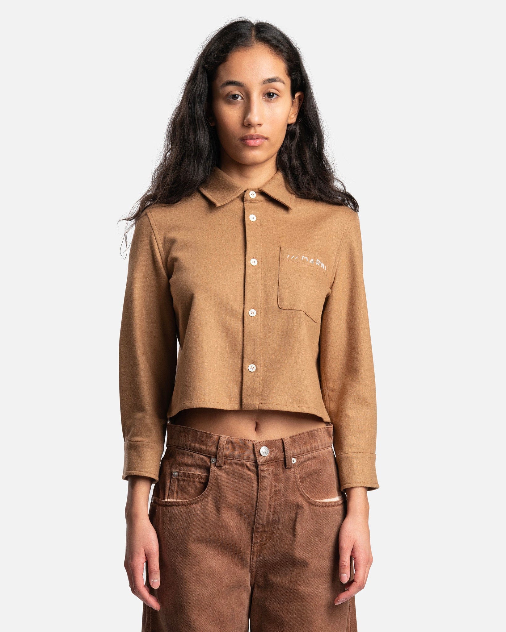 Cropped Flannel in Earth of Sienna – SVRN